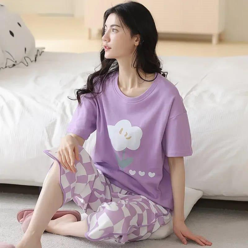 PURPLE FLOWER PRINTED - PJ SUIT FOR WOMEN – MJ COLLECTIONS